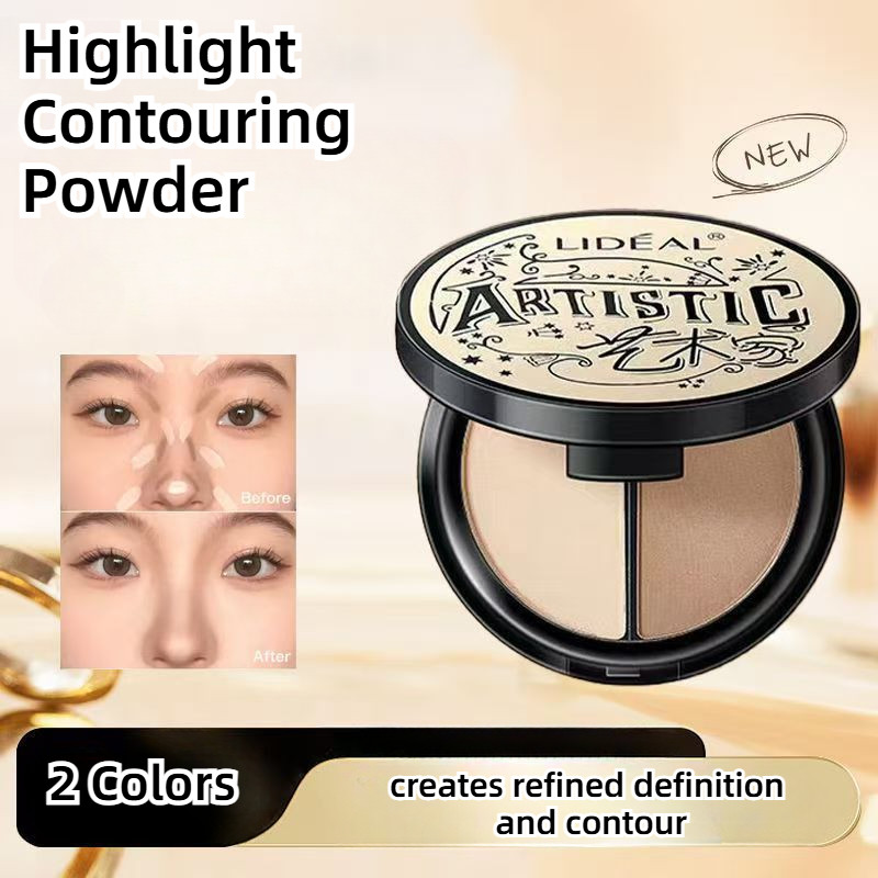 2 Colors Highlighter Contour Brighten Shading Bronzer Powder Palette ...