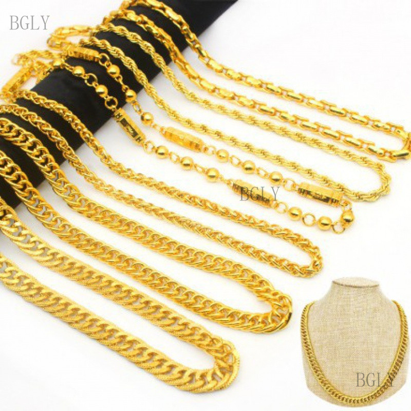 18K Gold Necklace Snake Bone Chain Fried Dough Twists Chain Keel Chain ...