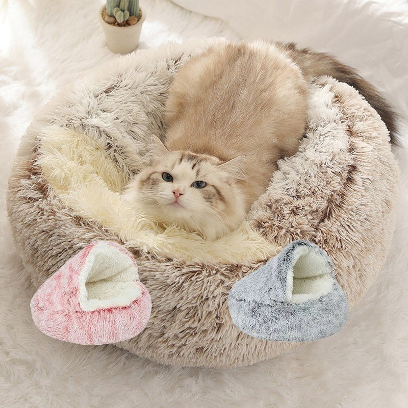【DoDo】Winter 2-in-1 Cat Bed Cat Bed Round Warm Pet Bed House Plush Warm ...