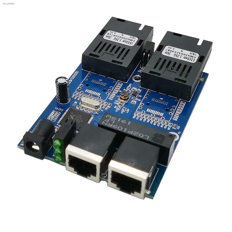 COD☆PCBA 10/100/1000M 2 RJ45 and 2 Optical port Fiber Media Converter ...
