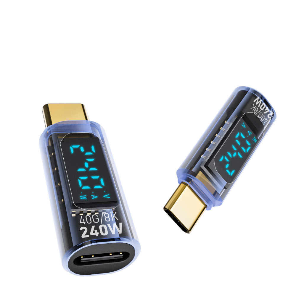 USB C Adapter LED Power Display Screen 240W 40Gbps PD3.1 Type-c Cable ...