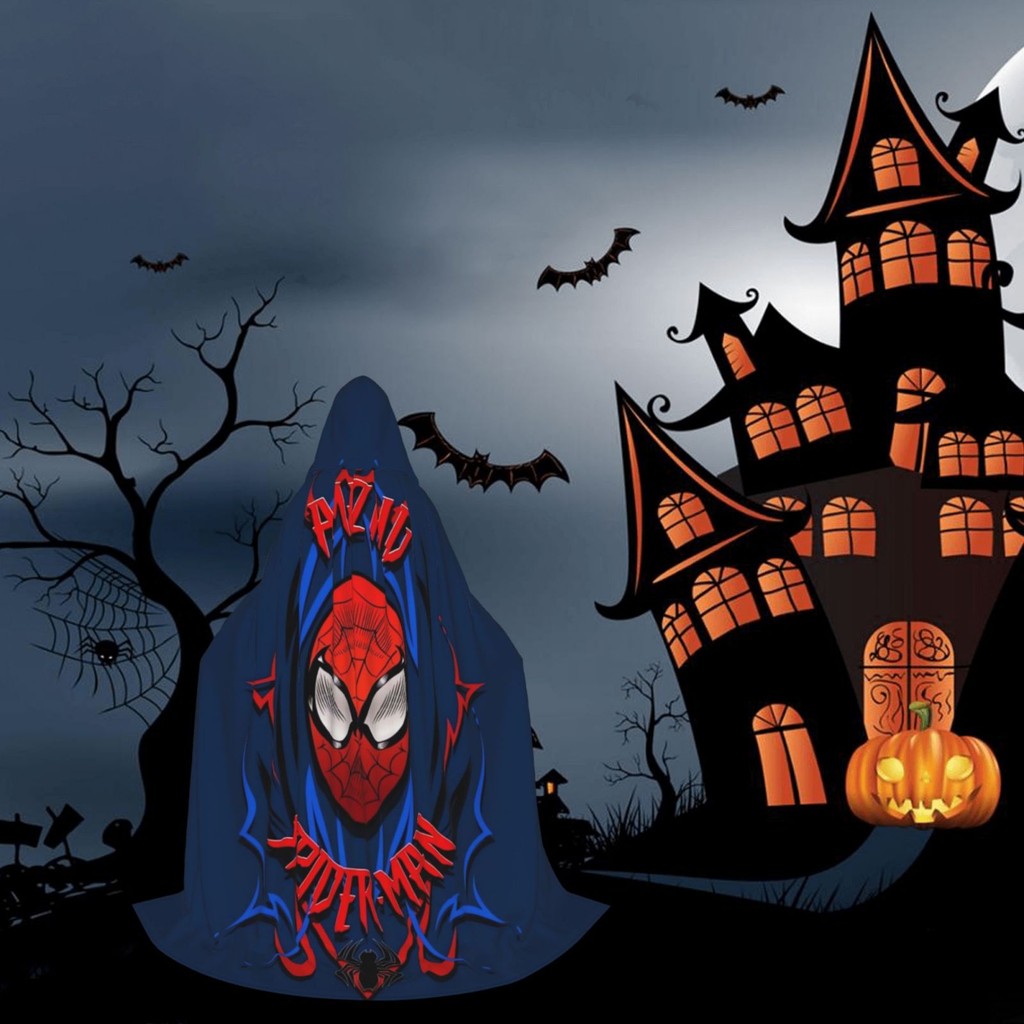 Spider Man Hooded Cloak Cape Robe Costume Cosplay Halloween Party ...