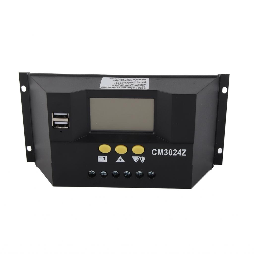 Cancanshop Solar Controller 12V 24V 30A PWM Automatic Photovoltaic ...