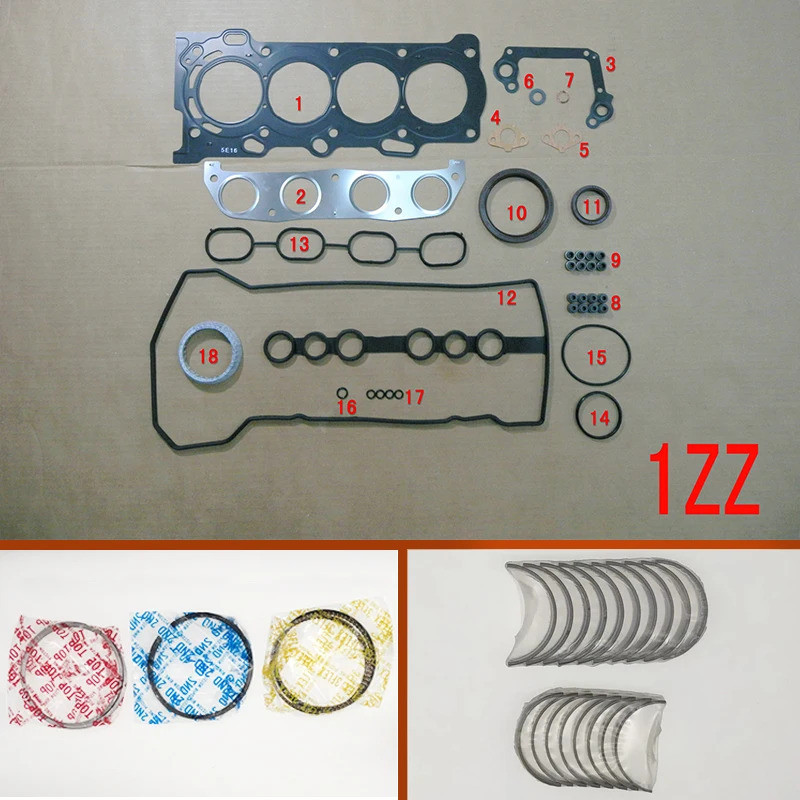 1zz 1zzfe Engine Full gasket set kit piston ring crankshaft rod bearing ...