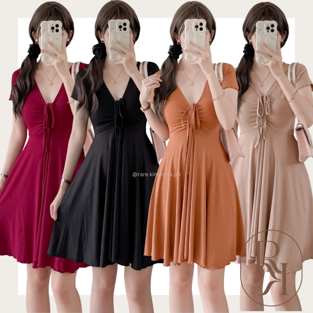 RARE KIND FYANG Up to XL Knitted Lettuce Edge Ruched Dress | Shopee ...