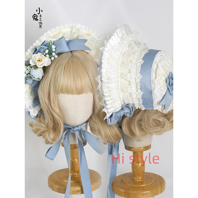 Lolita Straw Hat BNT Lace Flower Bow Flat Hat Top Hat | Shopee Philippines