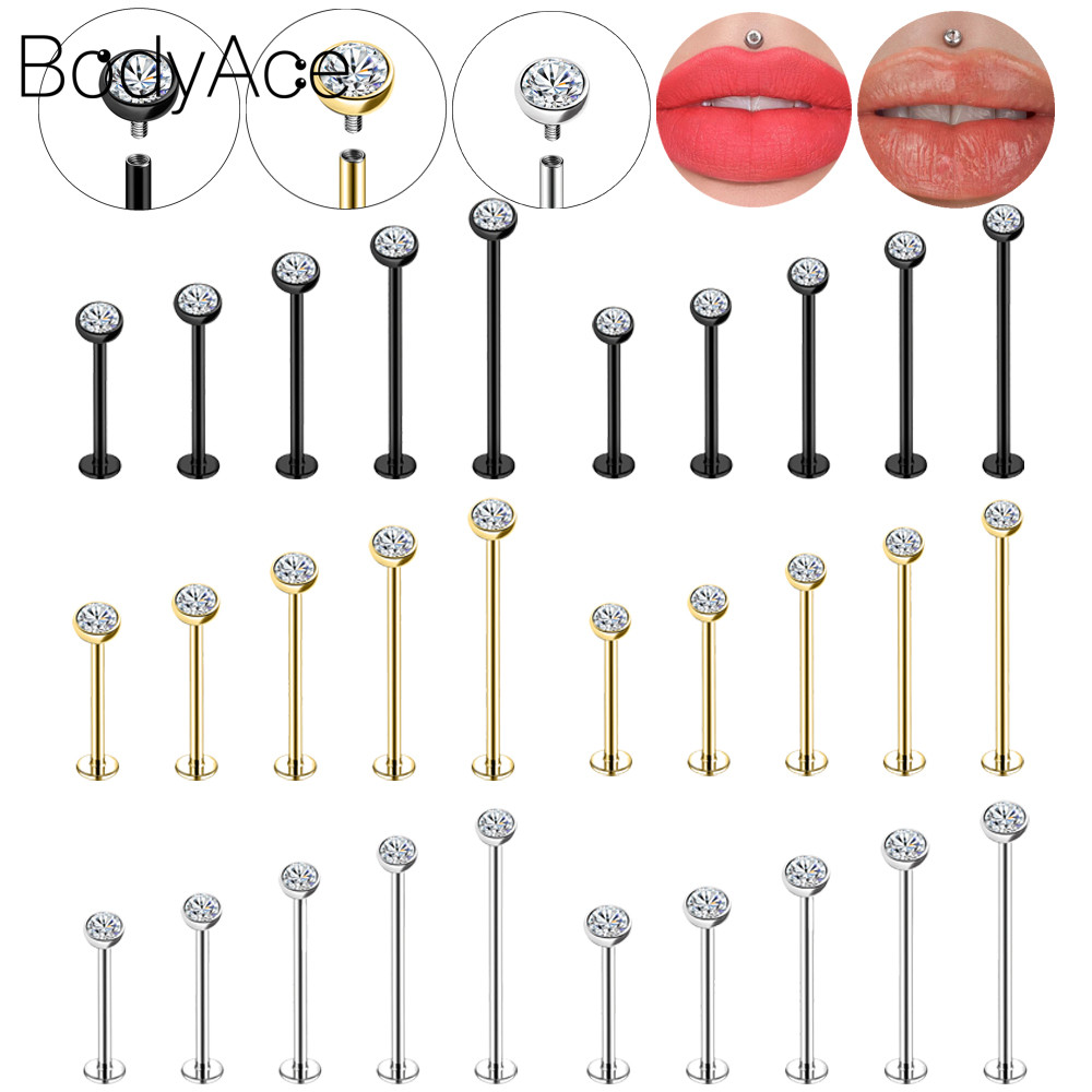Bodyace Dimple Stud 1 Pc 16G Lip Stud Stainless Steel Lip Piercing ...