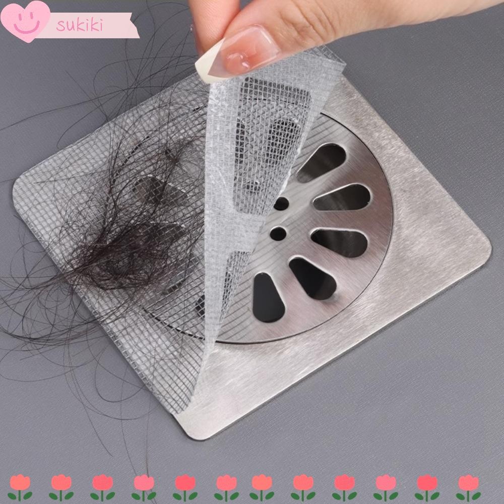 SUKIKI 30Pcs Disposable Floor Drain Sticker, Mesh Sticky Disposable ...