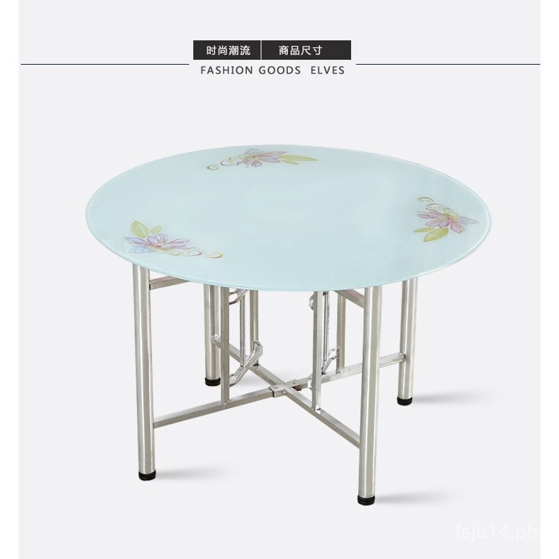 Folding Dining Table Tempered Glass Round Table Outdoor Food Stall ...