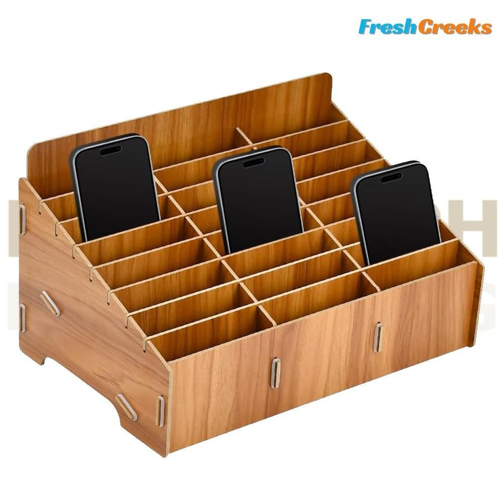 FC 36/24/12 Grid Wooden Cell Phone Storage Box Multifunctional Cell ...