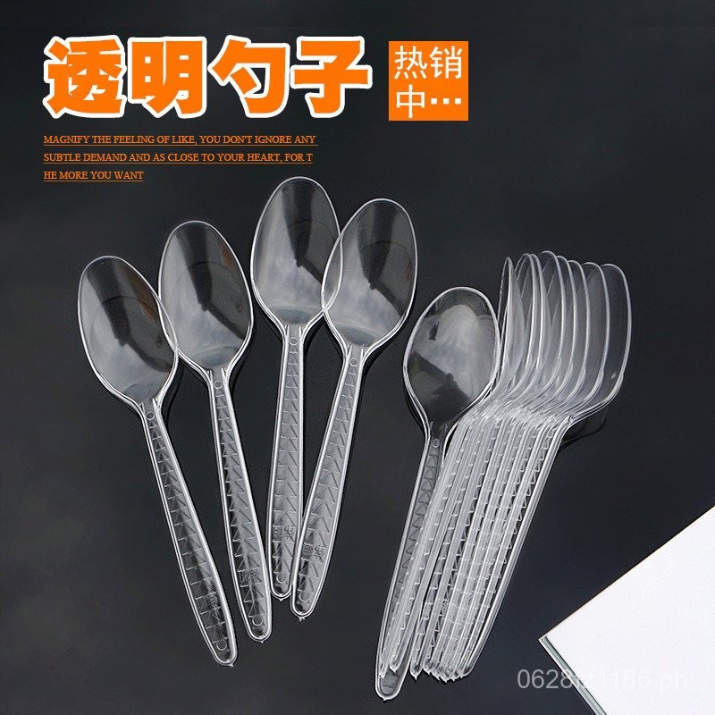 Black Disposable Spoon Cake Stick Takeaway S100Spoon10D Large Soup ...