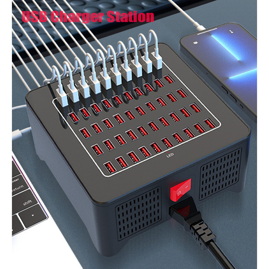 Multi USB Charger Station 200W/250W Fast Charging Hub Smart Wall ...