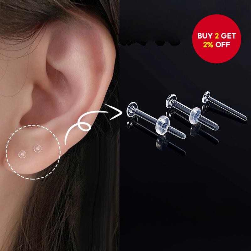 Lead-Free Glass Ear Studs for Women - Transparent Invisible Ear Sticks ...