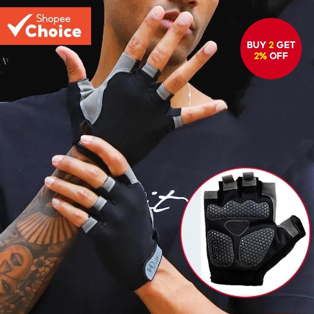 Fingerless Gym Gloves for Fitness Training Bodybuilding Exercise ...