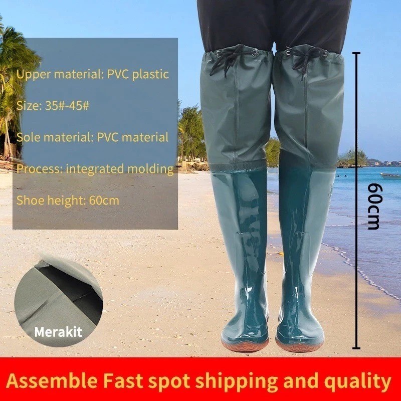 Heavy-Duty Fishing Waders with Non-Slip Rain Boots Farmland Rice Field ...