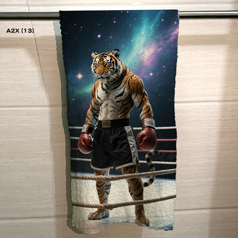 T Tiger Figure Boxing Sports Towel Sweat-Absorbent Quick-Drying Gym ...