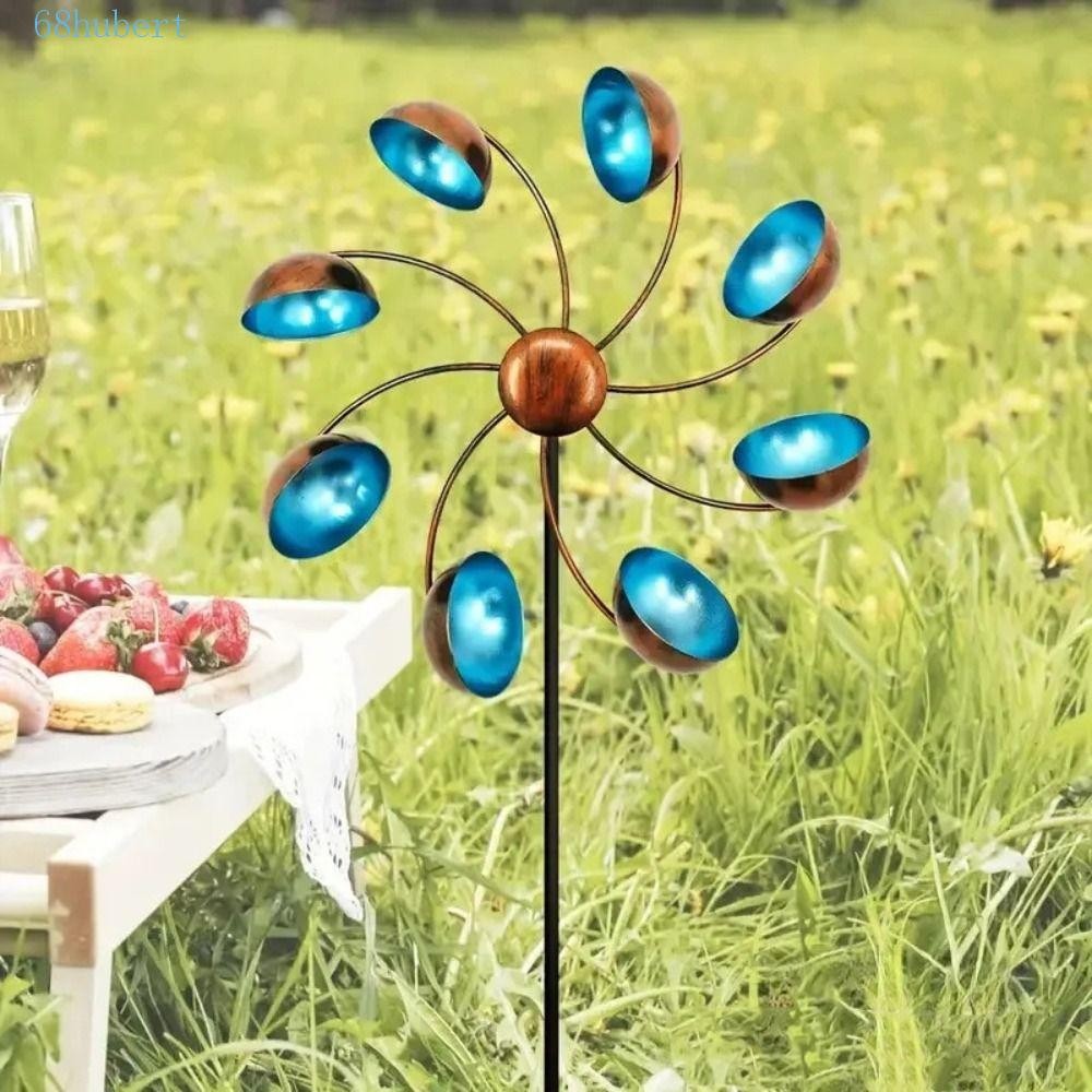 HUBERT Wind Rotator, Metal Rotating Flower Shaped Windmill, Garden ...