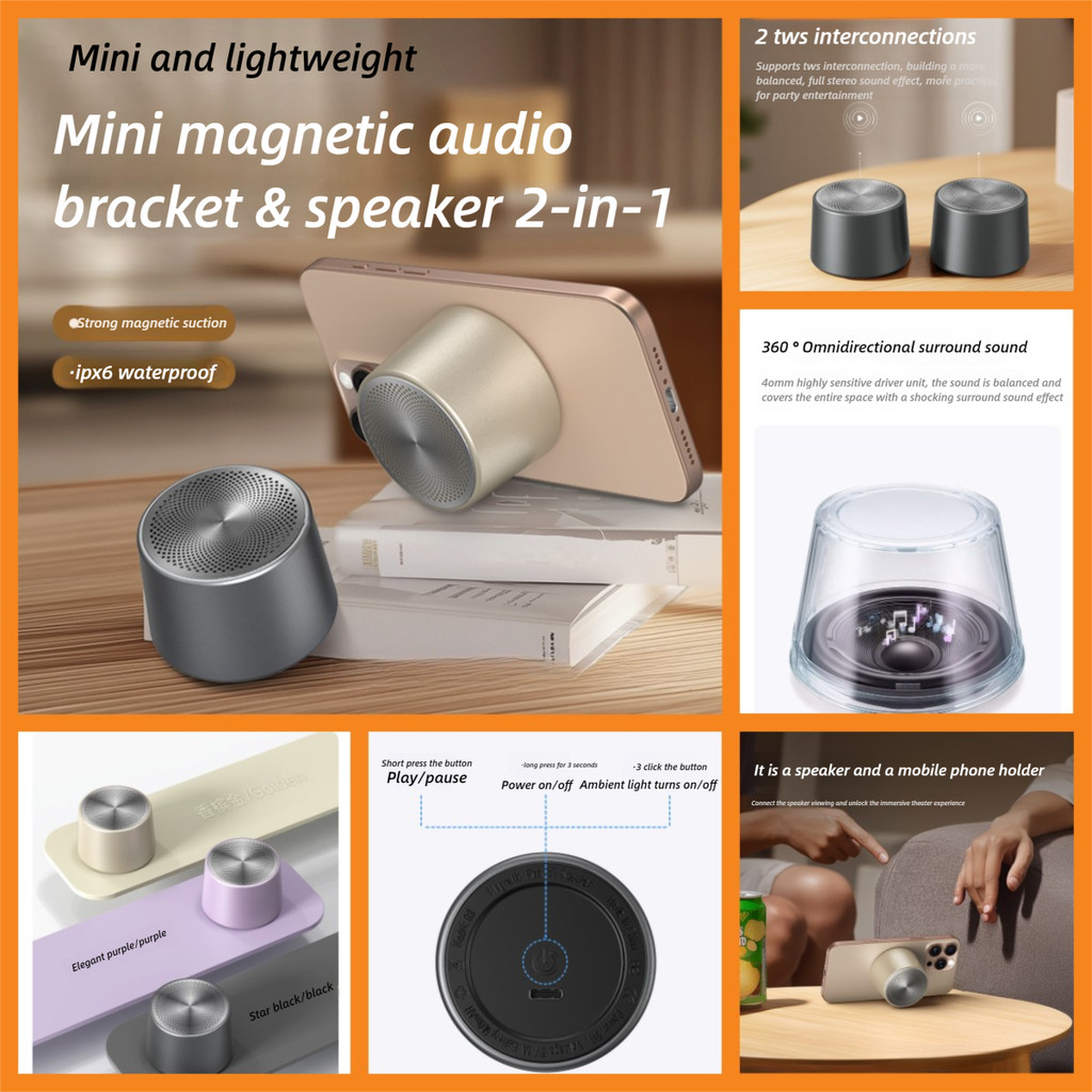 Portable 2025 Metal Mini Speaker High-Quality Aluminum Alloy Magnetic ...