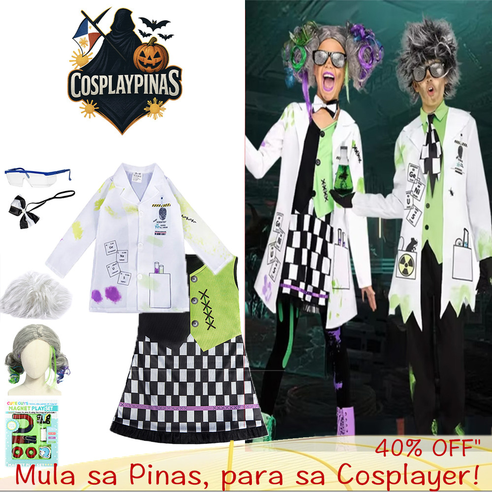 Halloween Crazy Mad Scientist Costume for Kids Boy Girl Career Uniform ...