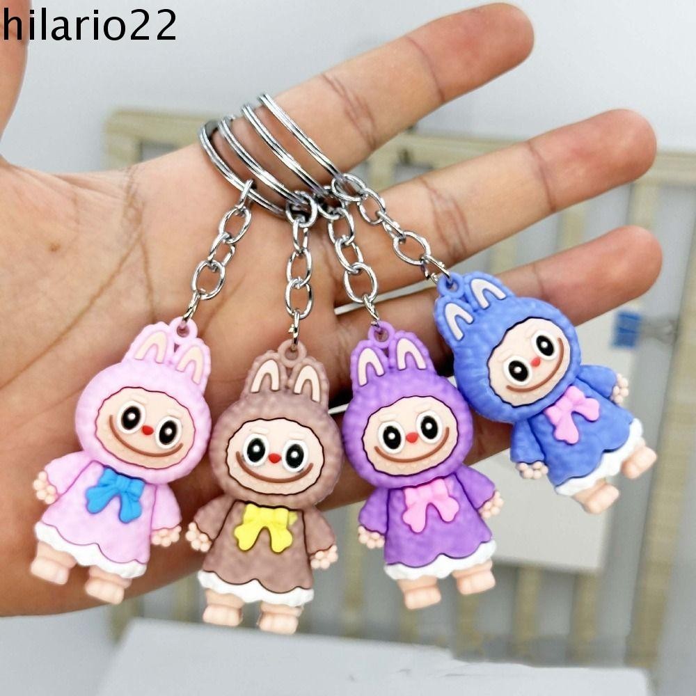 HILARIO Labubu Keychain, Mental PVC Cross Dressing Labubu Pendant ...