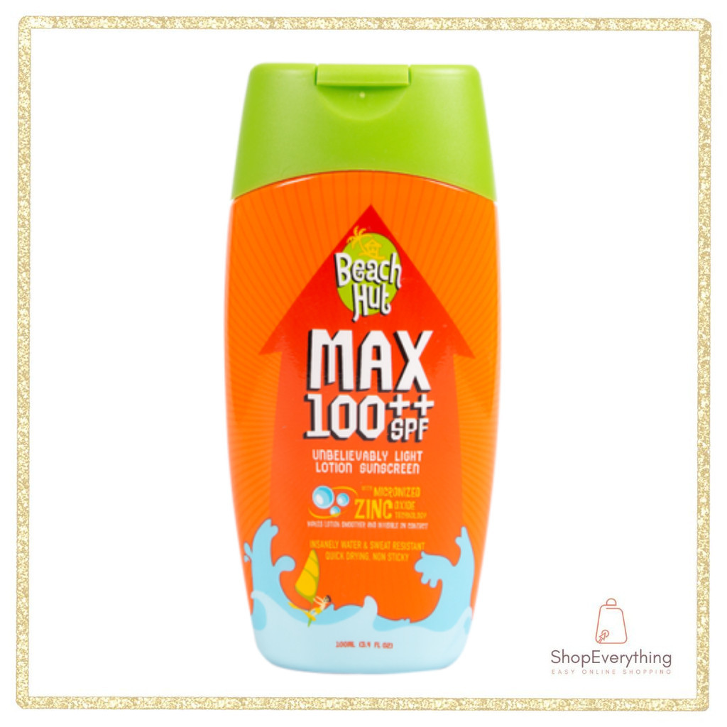 Beach Hut Sunblock MAX SPF 100 ++ Sunscreen Body Lotion 100ml | Shopee ...