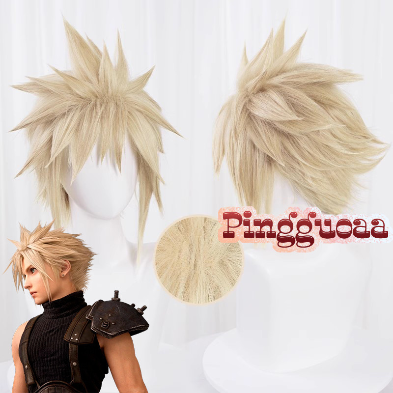 Final Fantasy VII Remake Cloud Strife Cosplay Wig 30cm Short Light Gold ...