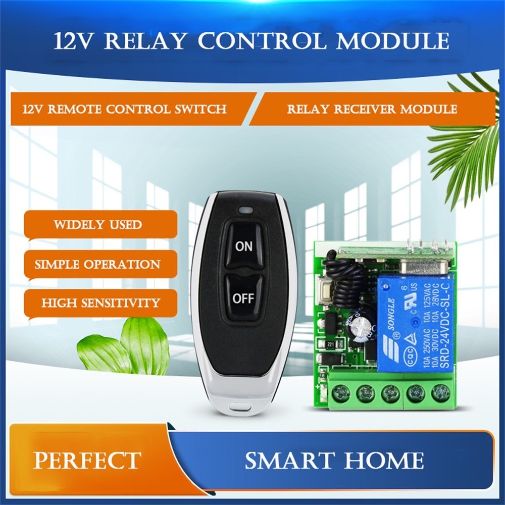 RQDC 12V 1CH Relay Receiver Module 433 Mhz Wireless Remote Control ...