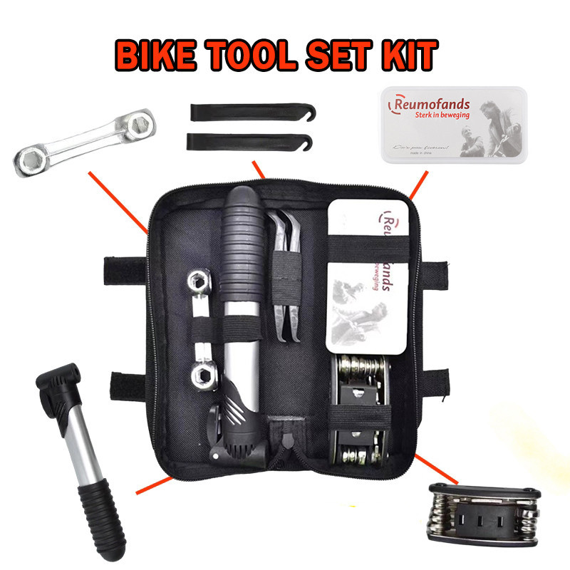 Bicycle Repair Kit Bag with Mini Pump Tire Patch Glue Levers Multi ...