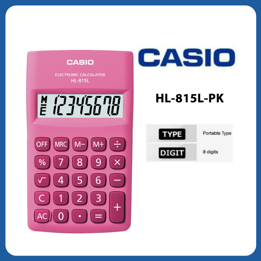 Casio HL-815L-PK Practical Calculators (Battery-operated) travel calculator, Cal. for bus. 100% ...