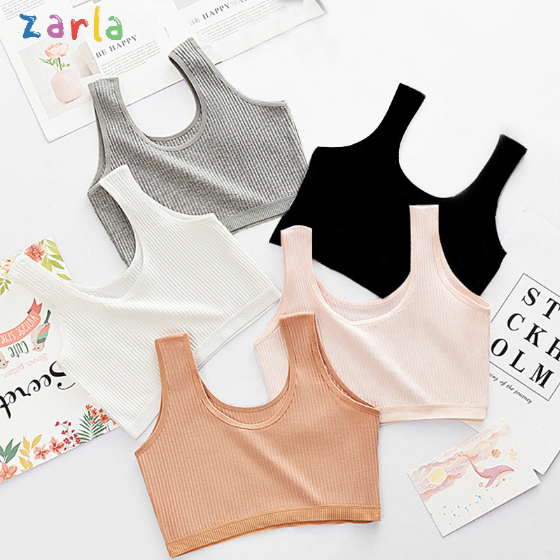 Zarla Girls Underwear Double-layer Ribbed Mid-length Vest Primary ...