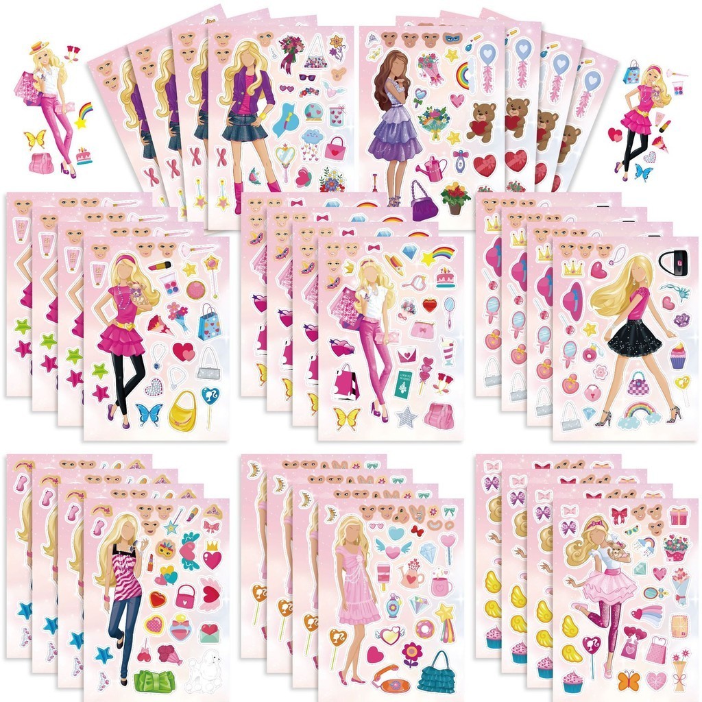 Barbie Princess Stickers Children Creative Cartoon Parent-Child ...