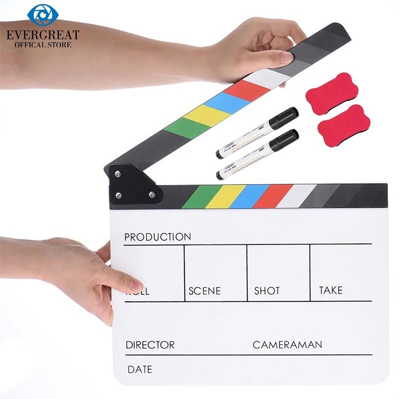 Prop Acrylic Clapboard Clapperboard Dry Erase Director Film Movie Cut ...