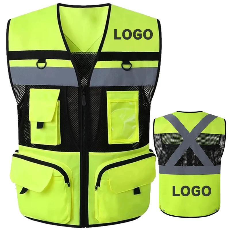 High Visibility Reflective Safety Vest Zippered Work Clothes Fishing ...