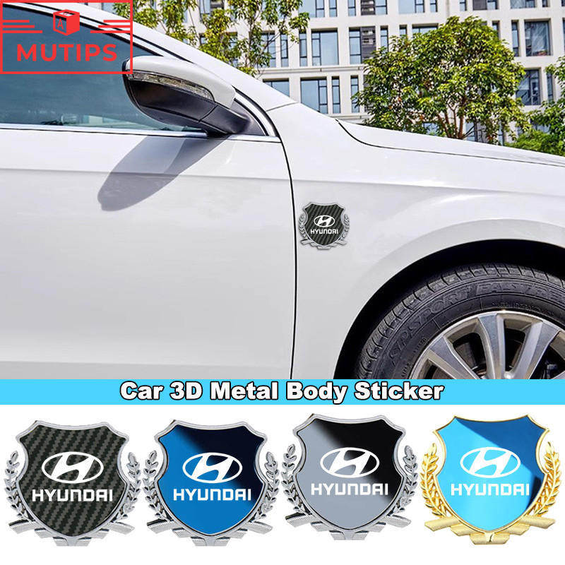 Hyundai 3D Metal Logo Car Sticker Carbon Fiber Side Fender Rear Badge ...