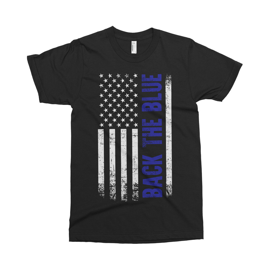 Back The Blue American Flag Men'S T-Shirt Blue Line Police | Shopee ...