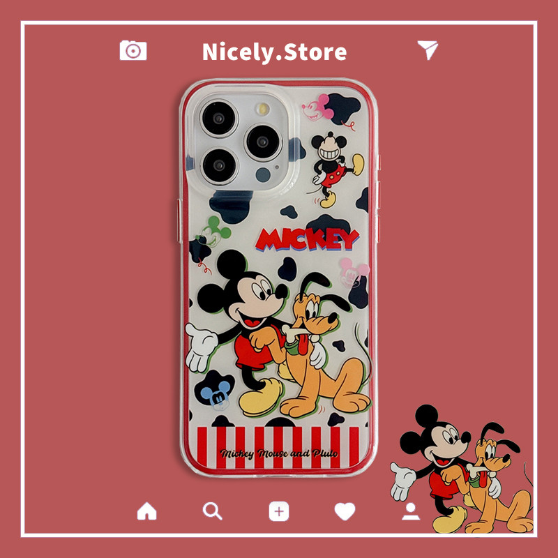 2 IN 1 Cartoon Mickey Pluto Dog Phone Case Compatible for iPhone 16 15 ...