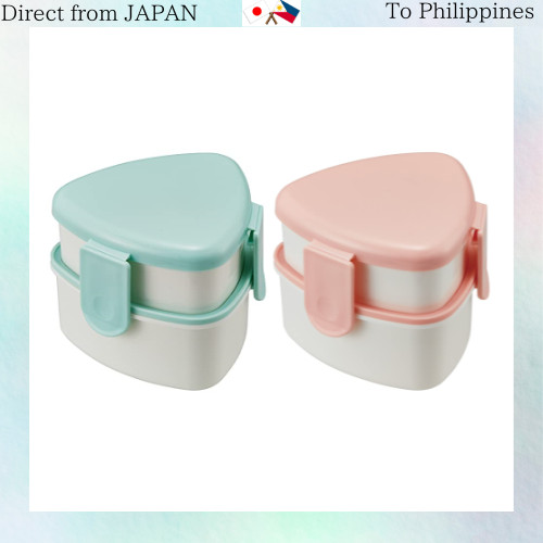 Skater Triangular Onigiri Lunch Box 2 Tiers 500ml with Fork Green Made in Japan ONWT1-A ,green ...