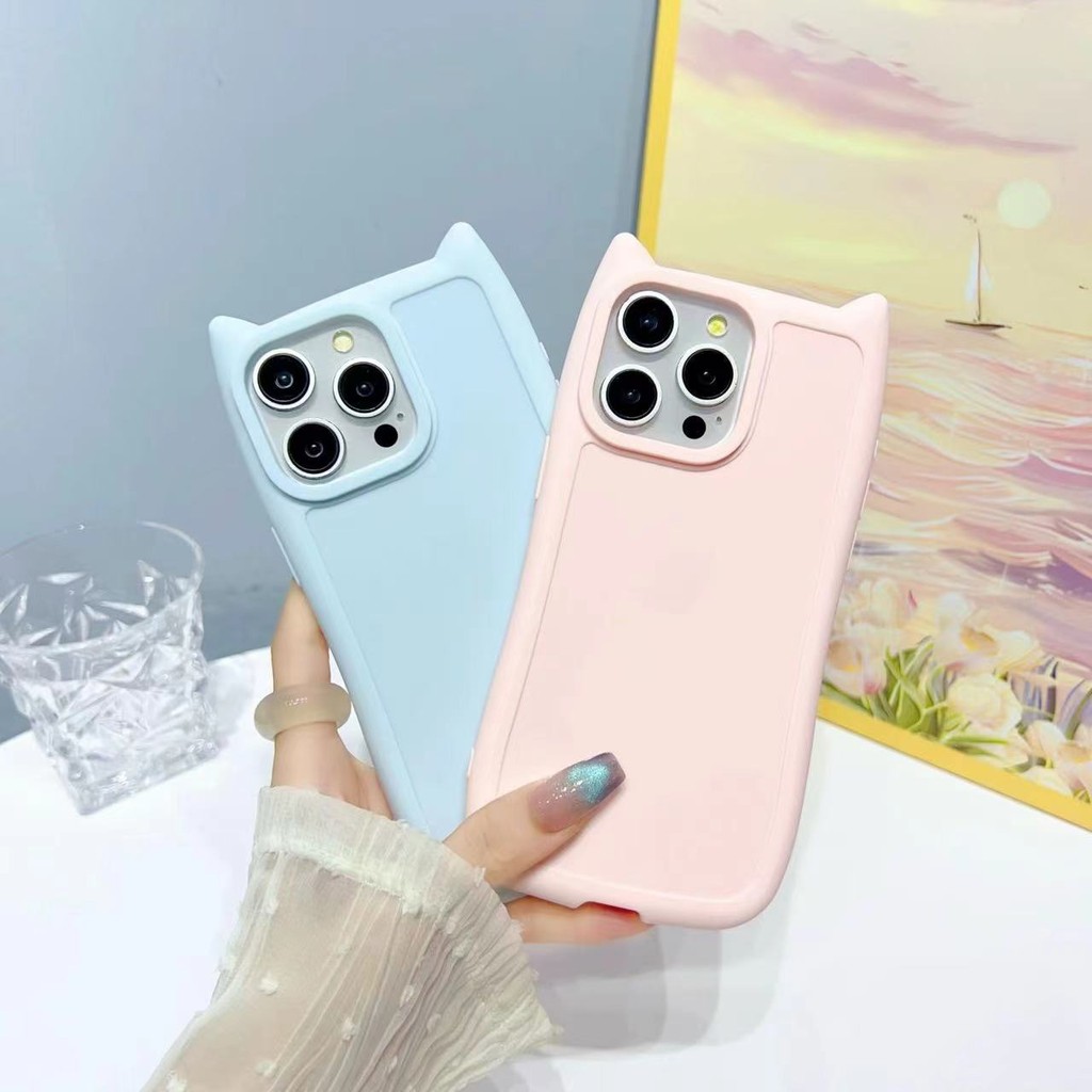 High quality soft silicone transparent cute cat ear shape Phone Case ...