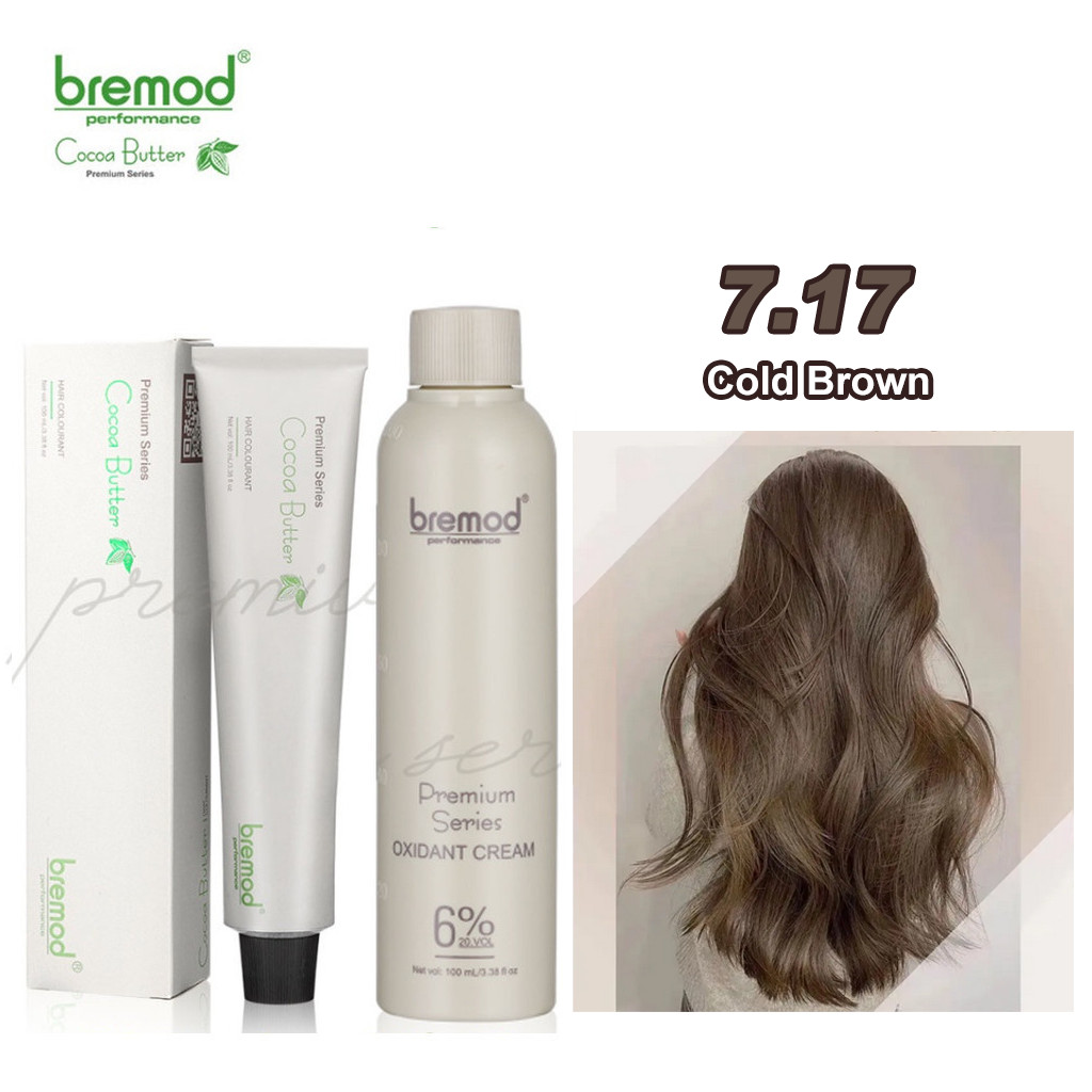 Bremod Coco Butter 7.17 Cold Brown Hair Color With Oxidizing Cream ...