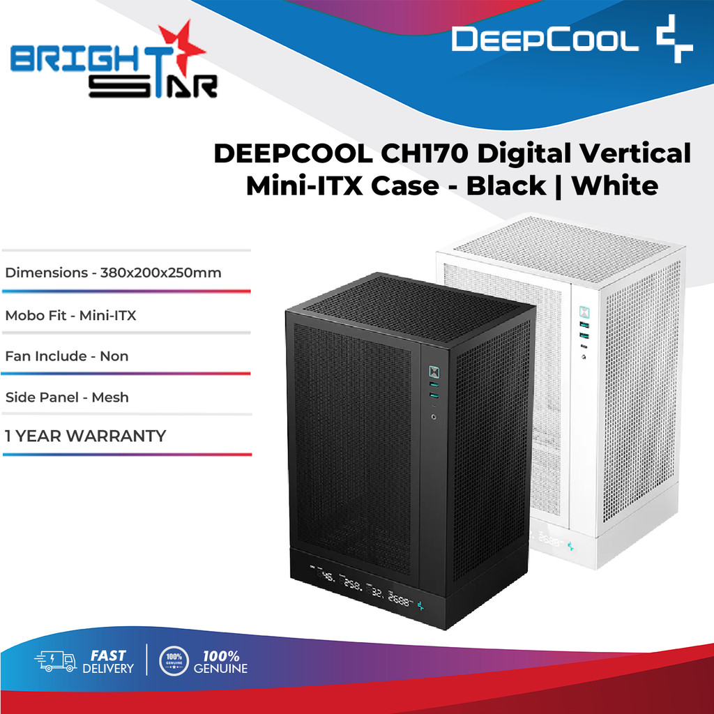 DEEPCOOL CH170 DIGITAL Vertical Mini-ITX PC Case - Black White | Shopee ...