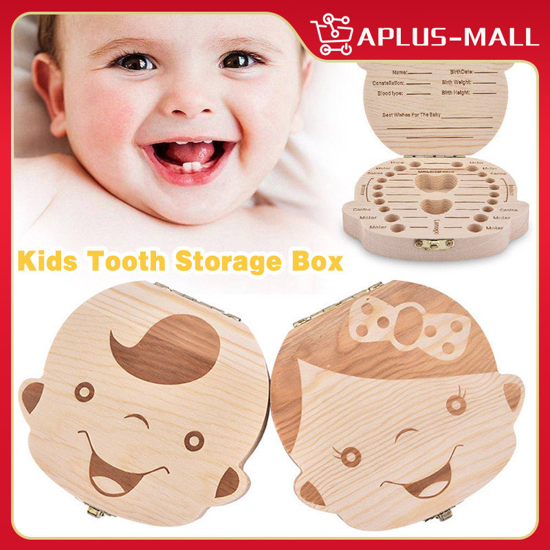Wood Kids Tooth Storage Box Girl Fallen Tooth Box Milk Teeth Wood ...