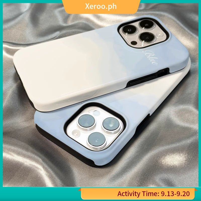 Two-in-One Blue and White Simple Gradient Phone Case ...