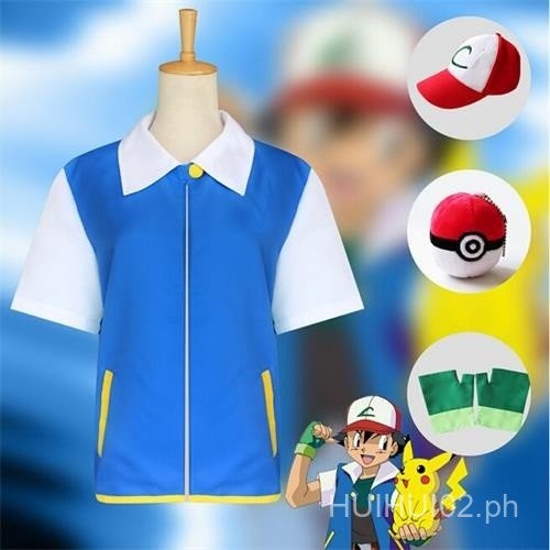 Ash Ketchum Costumes Trainer Cosplay Jacket Japanese Anime Ash Shirt ...