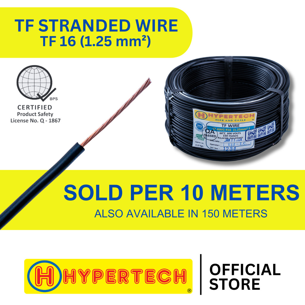 HYPERTECH TF Single Wire # 16 - 10 Meters - Stranded - Pure Copper Electrical Wire Philippine ...