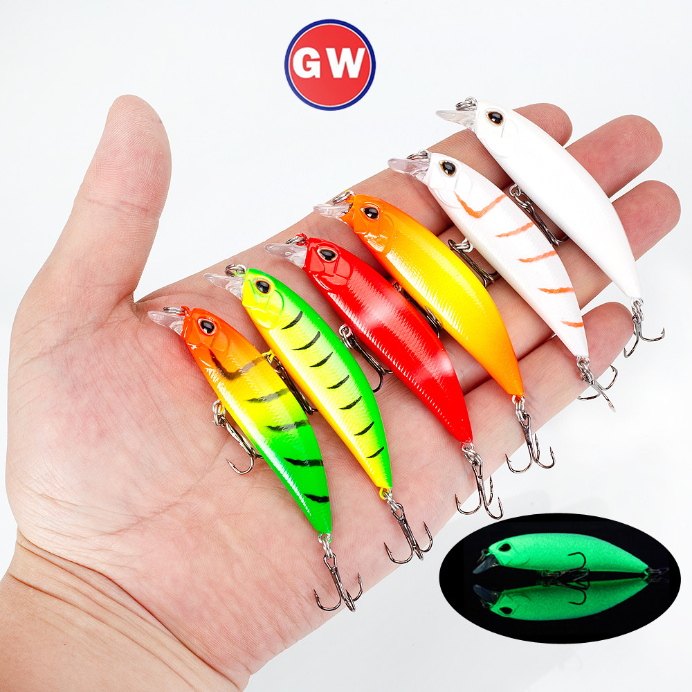 6 Colors Glow Fishing Lure Slow Sinking Minnow Bait Casting Lure 1Pcs 7cm/8g Luminous SwimBait ...