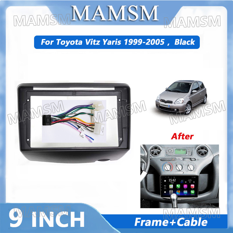 9 Inch 2 Din Radio Frame For Toyota Vitz Yaris 1999-2005 Car Player DVD ...