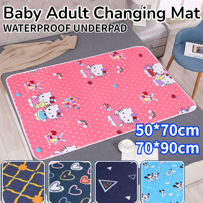 Adult Baby Diaper Changing Mat Cotton Waterproof Cartoon Urine UnderPad ...