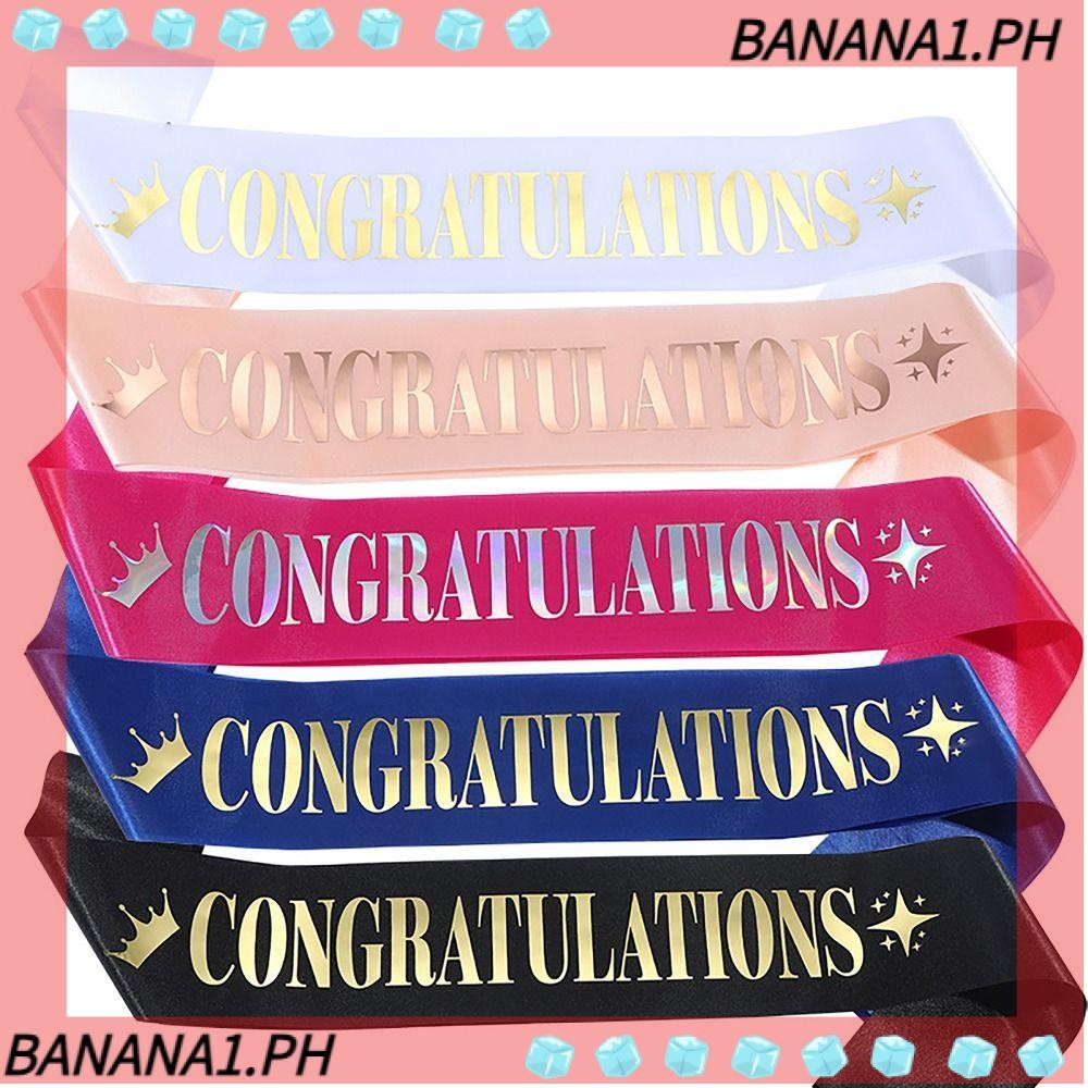 BANANA Etiquette Belt, Gold Glitter Letter 160cm Congratulation Sash, 2024 Party Supplies ...