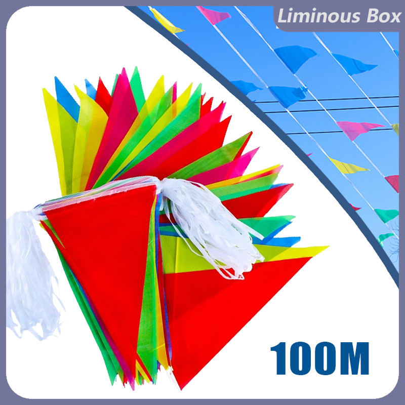 100 Meter Triangle Banner Banderitas Flag Colorful Triangle Flags ...
