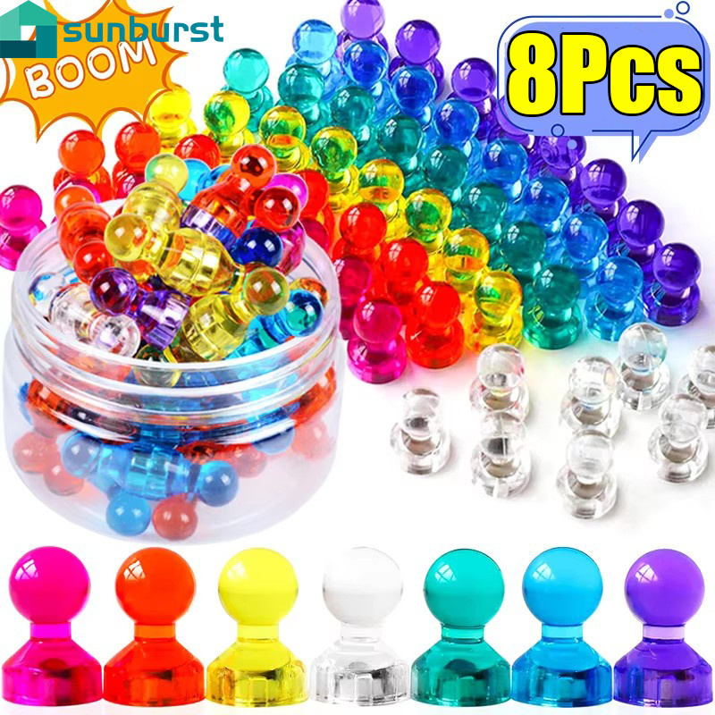 8Pcs Transparent Colorful Magnetic Pushpins - Duty Heavy Pushpin ...